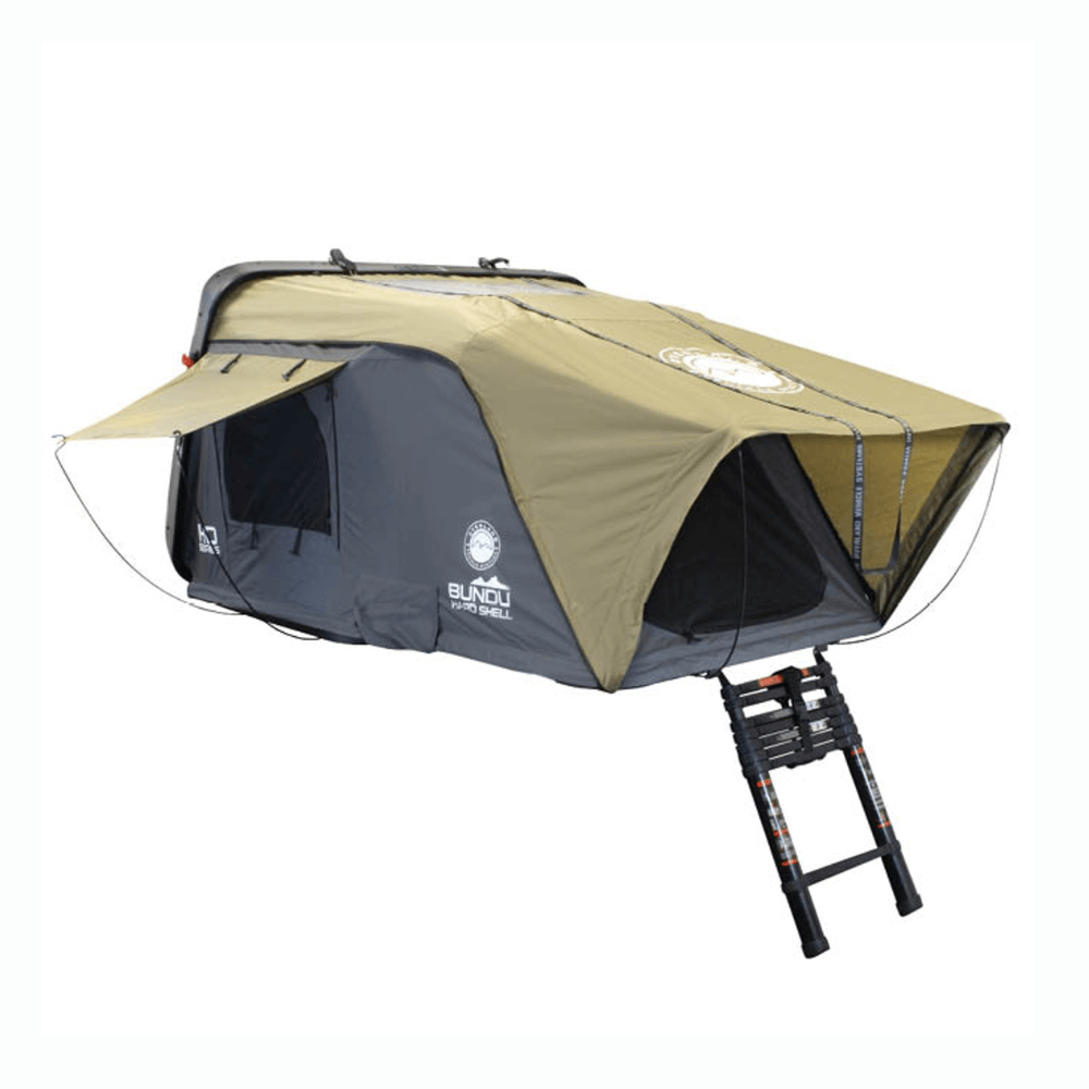 HD Bundu Cantilever Hard Shell Roof Top Tent, Grey Body & Green Rainfl ...